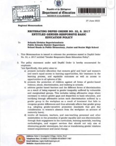 DepEd CALABARZON promotes gender-responsive basic education policy ...